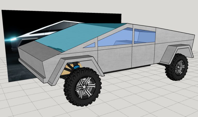 Tesla Cybertruck body design on top of Woodpecker Base - Woodpecker